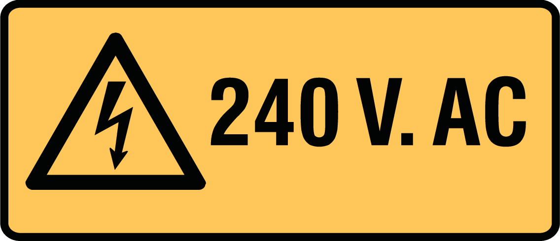 Plastic Tags - Warning 240 V AC Safety Sign