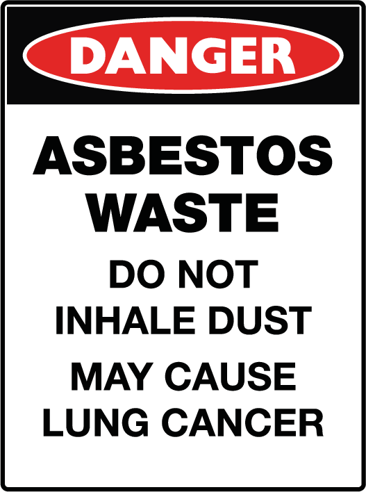 Plastic Tags - Danger Asbestos Waste Do Not Inhale Safety Sign