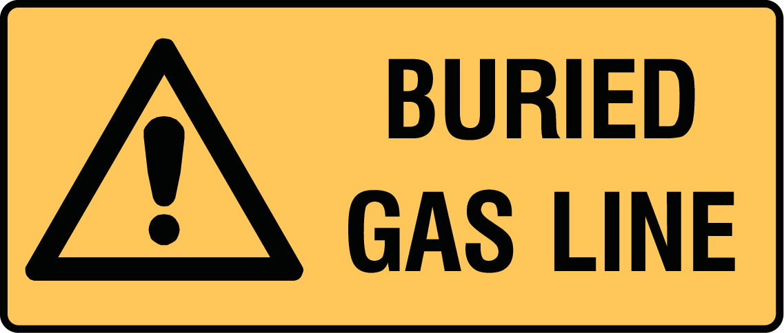 Plastic Tags - Warning Burried Gas Line Safety Sign