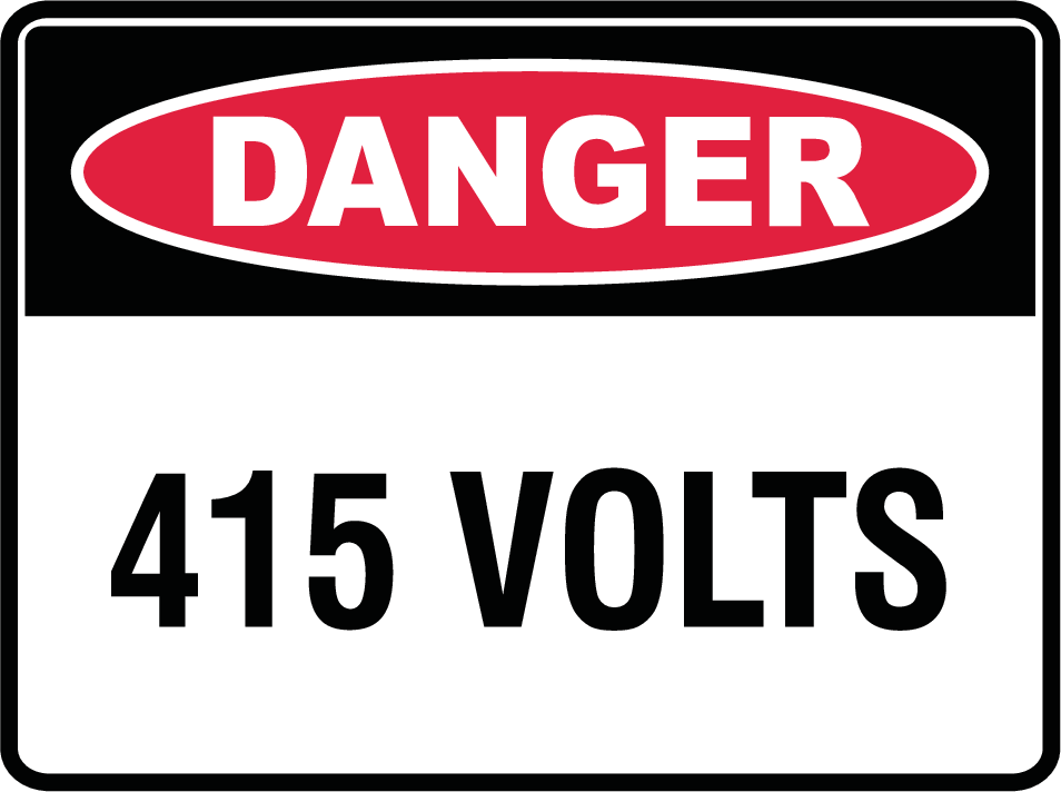 Plastic Tags - Danger 415 Volts Safety Sign