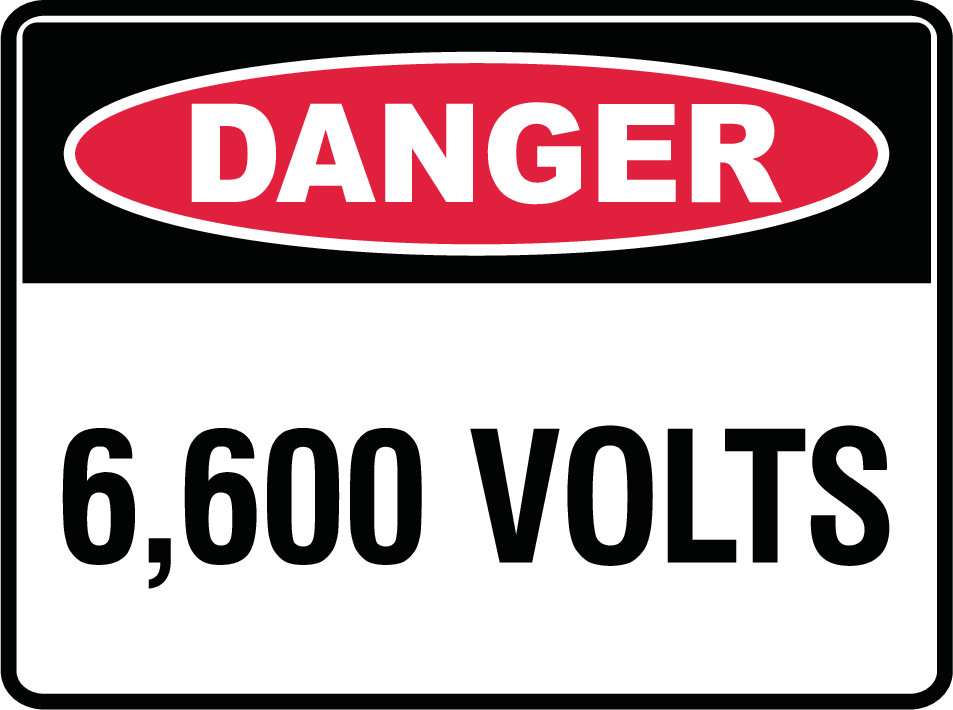 Plastic Tags - Danger 6600 Volts Safety Sign