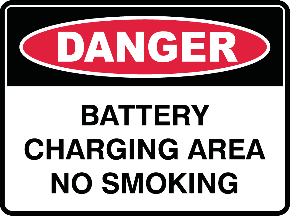 Plastic Tags - Danger Battery Charging Area No Smoking Safety Sign