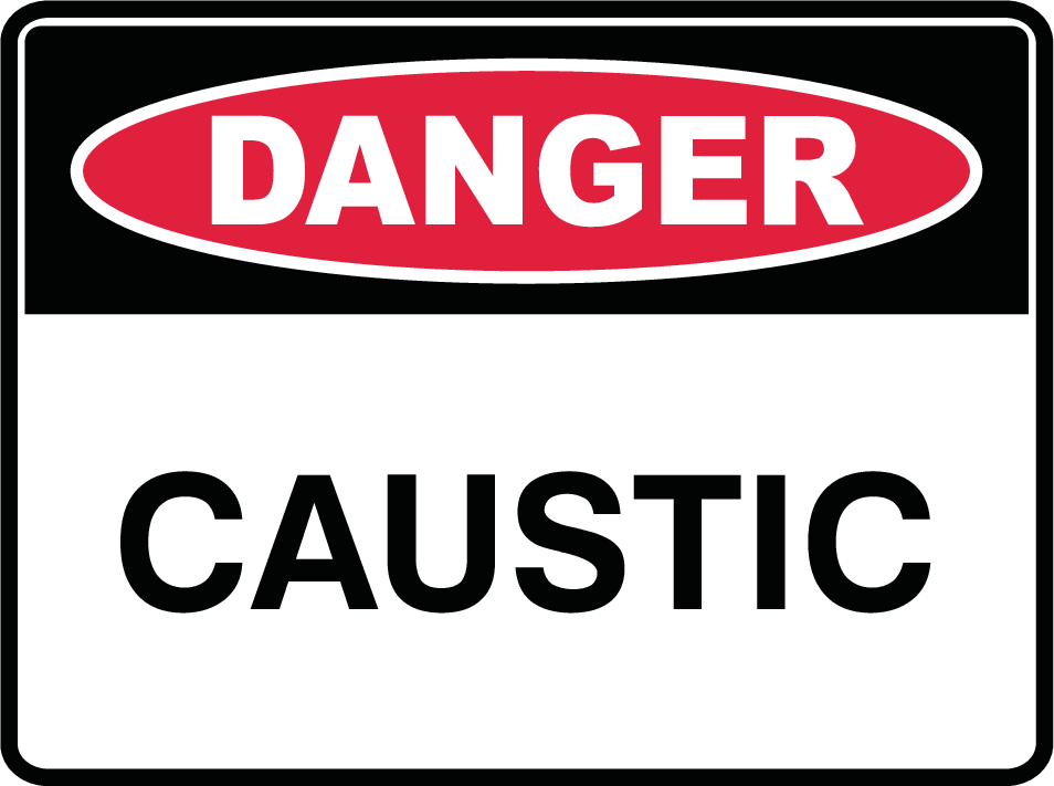 Plastic Tags - Danger Caustic Safety Sign