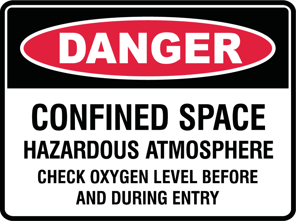 Plastic Tags - Danger Confined Space Check Oxygen Levels Safety Sign