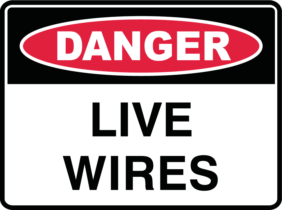Plastic Tags - Danger Live Wires Safety Sign