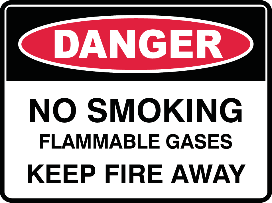 Plastic Tags - Danger No Smoking Flammable Gases Keep Fire Away Safety Sign