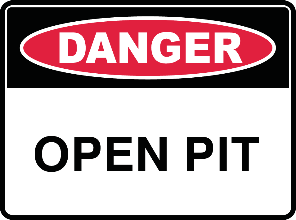 Plastic Tags - Danger Open Pit Safety Sign