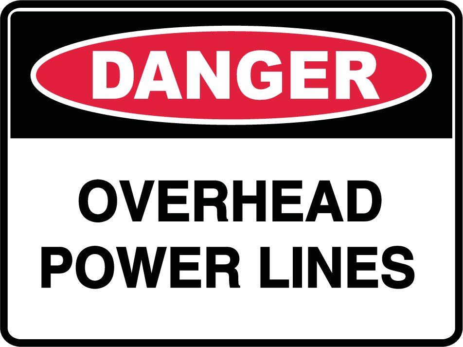 Plastic Tags - Danger Overhead Power Lines Safety Sign