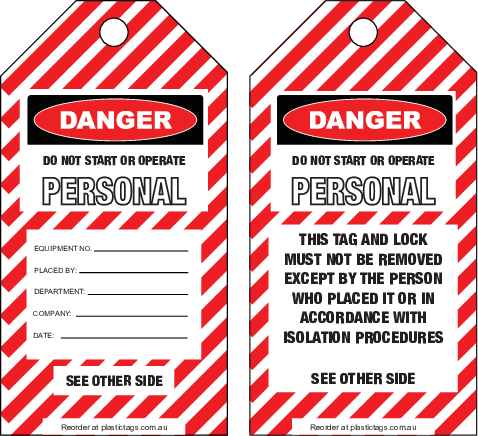 Plastic Tags - Out of Service Not to be Operated Tag