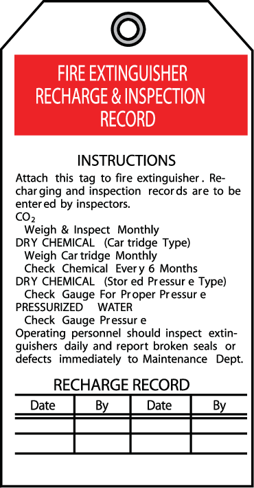 Plastic Tags - Fire Extinguisher Tag Safety Sign