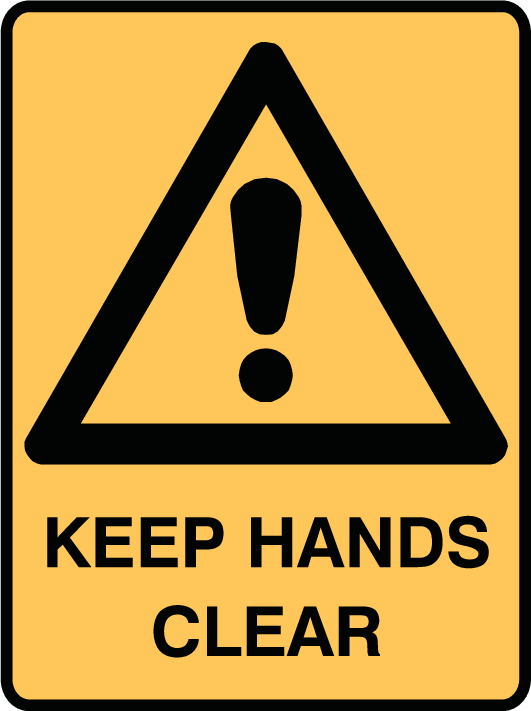 Plastic Tags - Warning Keep Hands Clear Safety Sign
