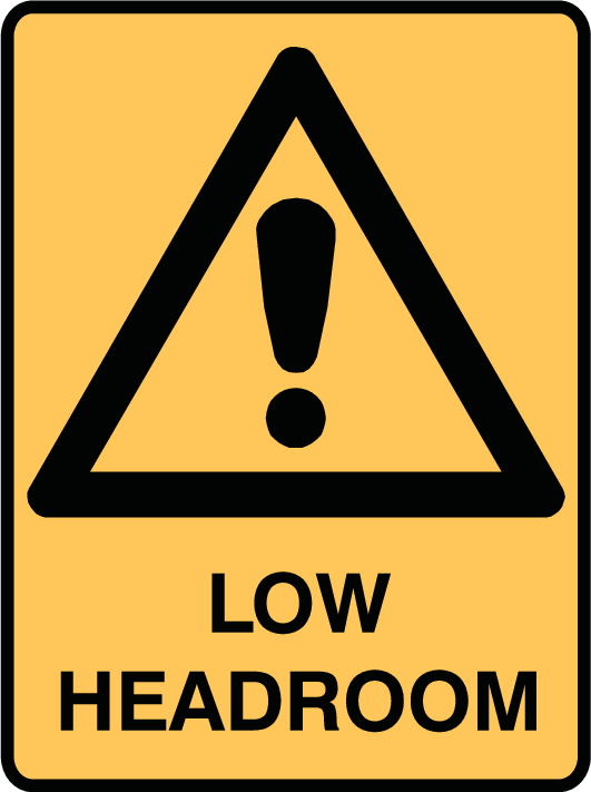 Plastic Tags - Warning Low Headroom Safety Sign