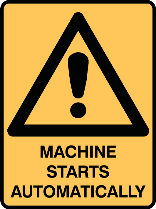Plastic Tags - Warning Machine Starts Automatically Safety Sign