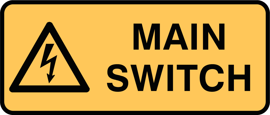 Plastic Tags - Warning Main Switch Safety Sign