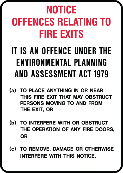 Plastic Tags - Notice Offences Relating To Fire Exits Safety Sign