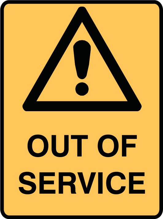 Plastic Tags - Warning Out Of Service Safety Sign