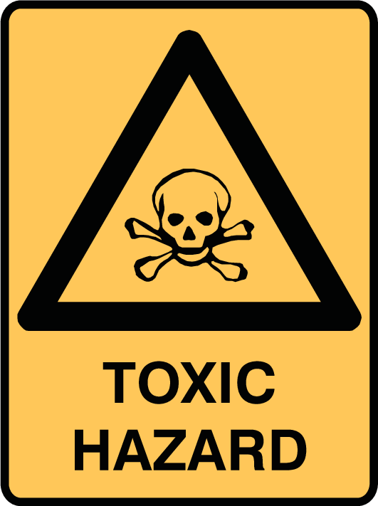 Plastic Tags - Warning Toxic Hazard Safety Sign